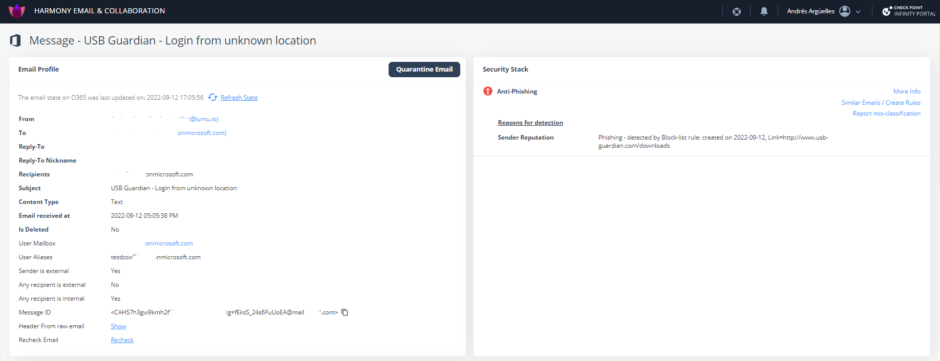 Check Point Harmony Email & Collaboration Custom Response Integration