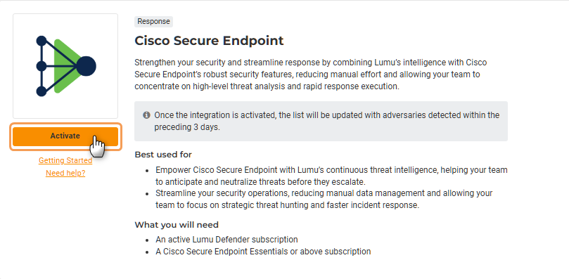 Cisco Secure Endpoint Out-of-the-Box Response Integration