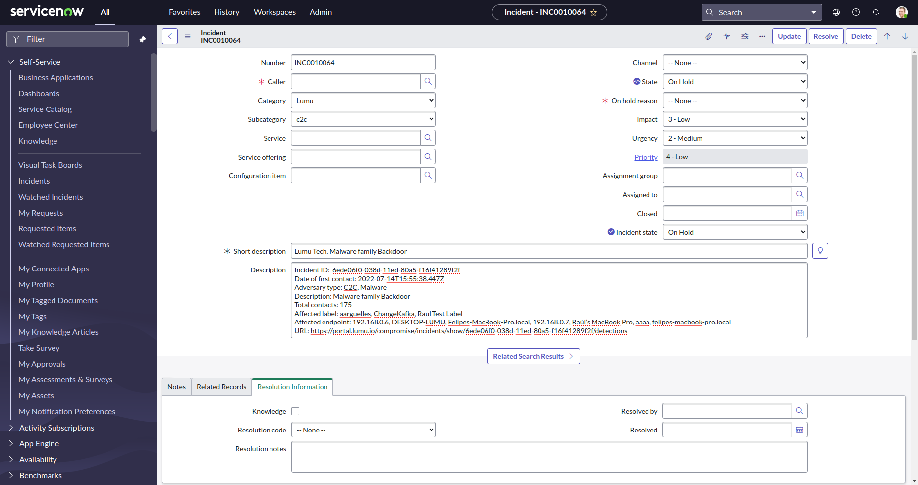 ServiceNow Custom SecOps Integration