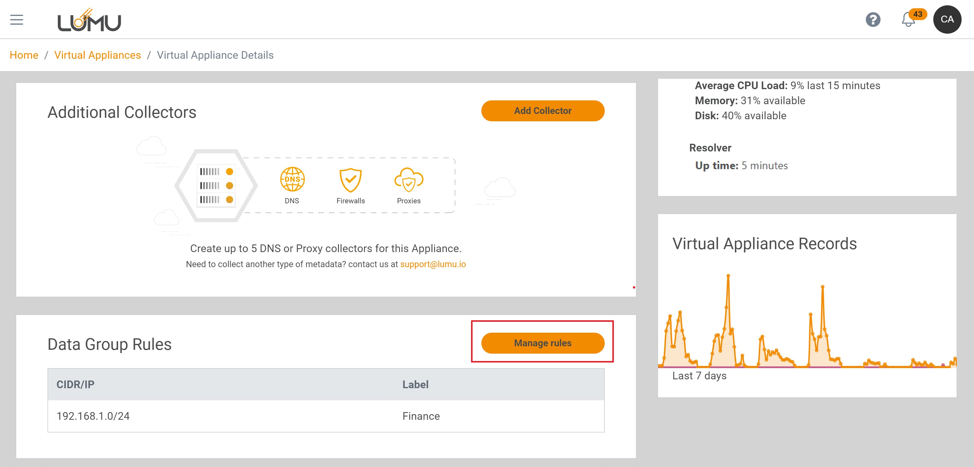 Manage Lumu Virtual Appliances